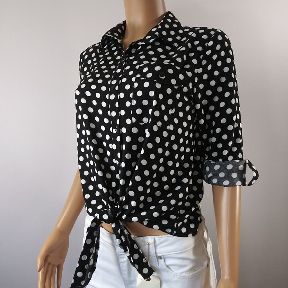 Love Notes | Tops | Love Notes Blk White Ploka Dots Blouse | Poshmark